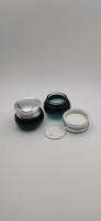 China Unique Glass Cosmetic Jar Round Shape Transparent Gradient Blue Color 50g OEM for sale