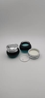 China Unique Glass Cosmetic Jar Round Shape Transparent Gradient Blue Color 50g OEM for sale