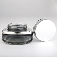 China YCBM002 Glass Cream Jars Oval Glass Container Silkscreen Printing Logo for sale