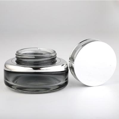China YCBM002 Glass Cream Jars Oval Glass Container Silkscreen Printing Logo for sale