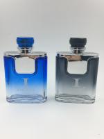 China flat Glass Perfume Bottle With Metallic Shoulder And Cap 100ml for sale