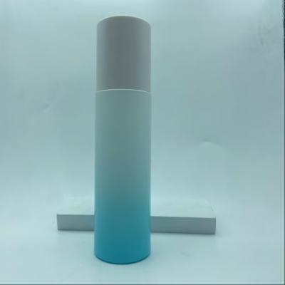 China Cosmetic Packaging Skincare Light Blue Gradient Toner Glass Bottle With Screw Cap for sale