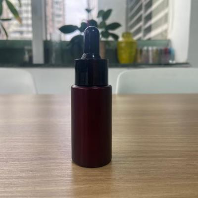 China 15ml Dark Red Essential Oil Bottle Glass Dropper Bottle Cosmetic Packaging for Serum Oil Customized Logo and Painting OEM for sale