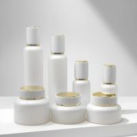 China Factory Price 50ml 100ml 120ml Glass Lotion Packaging Empty White Lotion Pump Glass Bottle Skin Care Cream Body Set for sale