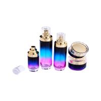 China 40ml Pump Bottle Glass Cosmetic Packaging Gradient Purple Color for sale