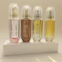 China Pump Press 120ml Cosmetic Glass Lotion Bottle Hexahedral Diamond Appearance for sale