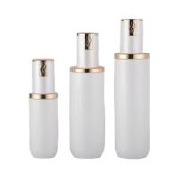 China 30ml Glass Lotion Bottle with pump Translucent green Gradient blue color Pearl white for sale