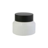China White Glass Cosmetic Jar With Wooden Cap / Lids Cosmetic Pots Cream Bottles OEM for sale