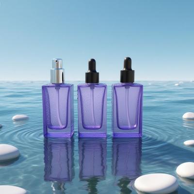 China Customizable 30ml Square Glass Eye Serum Bottle with Dropper for Cosmetic Serum - Recyclable for sale