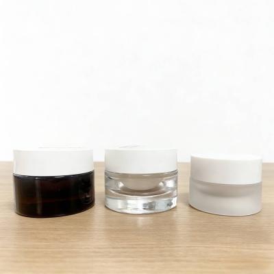 China High Grade Double Wall Glass Cream Jar with Inner Pot 15g 30g 50g Luxury Skincare Cosmetic Packaging Container for sale
