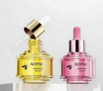 China Luxury Two-Tone 30ml Glass Dropper Bottle  New Stylish Step-Up Design  for Skincare Essence Oil Bottle for sale