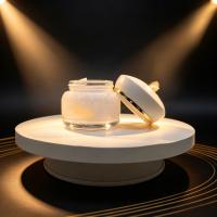 China Premium Frosted Glass Bottles & Jars with Pump/Spray & White Caps, Crackle Pattern for Cosmetics, Face Cream, Lotion, Serum, Toner, Skincare, 120ml/100ml/40ml/50g/30g for sale