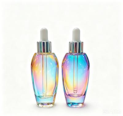 China Gradient 30ml Glass Lotion Bottle with Emulsion Pump & Aluminum Spray Head for Skin Care Serum Cream Face Cream for sale