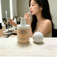 China Foundation Bottle Cosmetic Glass Set for Skin Care Serum Pressurized Lotion Essence Bottles with Cap and Pump for sale