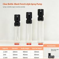 China Glass Mini Vials Split Type Glass Perfume Tester Bottles 1ml 2ml 3ml PP Crimp on Spray Pump Travel Trial Cosmetic Packaging for sale
