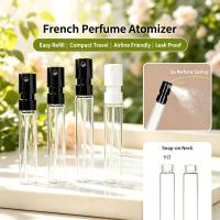 China Glass Mini Vials Split Type Glass Perfume Tester Bottles 1ml 2ml 3ml PP Crimp on Spray Pump Travel Trial Cosmetic Packaging for sale