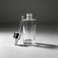 China 50ml Thick Base Glass Dropper Bottle, Silver Collar & White Nipple, Empty Bottle for Serum Essential Oil Cosmetic Pack for sale