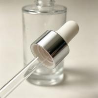 China 50ml Thick Base Glass Dropper Bottle, Silver Collar & White Nipple, Empty Bottle for Serum Essential Oil Cosmetic Pack for sale