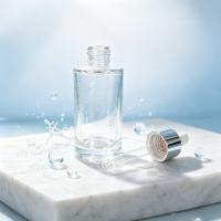 China 50ml Thick Base Glass Dropper Bottle, Silver Collar & White Nipple, Empty Bottle for Serum Essential Oil Cosmetic Pack for sale