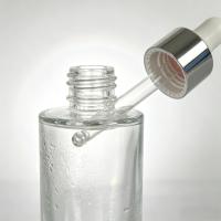 China 50ml Thick Base Glass Dropper Bottle, Silver Collar & White Nipple, Empty Bottle for Serum Essential Oil Cosmetic Pack for sale