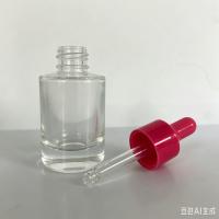China 30ml ClearThick Base Glass Dropper Bottle with Red Rubber Bulb, Cosmetic Serum Essential Oil Glass Bottle for Skincare Packaging for sale