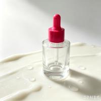China 30ml ClearThick Base Glass Dropper Bottle with Red Rubber Bulb, Cosmetic Serum Essential Oil Glass Bottle for Skincare Packaging for sale