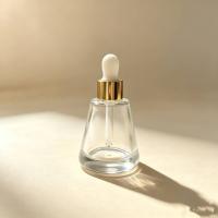 China 30/50ml Conical Clear Glass Dropper Bottle Screw Cap Dropper Bottles Empty Serum Essential Oil Cosmetic Essence Packaging for sale
