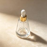 China 30/50ml Conical Clear Glass Dropper Bottle Screw Cap Dropper Bottles Empty Serum Essential Oil Cosmetic Essence Packaging for sale