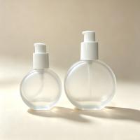 China Luxury Flat Round Glass Bottle 30ml 60ml Dropper/pump Lotion Bottle Cosmetic Packaging Wholesale From Source Factory for sale