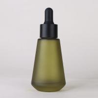 China Factory Wholesale 15ml 30ml Matte Olive Green Tapered Glass Dropper Bottle for Essential Oil Serum Cosmetic Packaging for sale