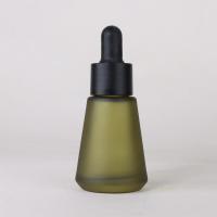 China Factory Wholesale 15ml 30ml Matte Olive Green Tapered Glass Dropper Bottle for Essential Oil Serum Cosmetic Packaging for sale