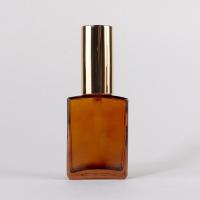 China Amber Square Glass Perfume Spray Bottle, 30ml&50ml&100ml, Empty Bottle with Gold Sprayer, Custom Wholesale Fragrance Packaging for sale