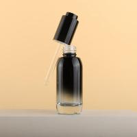 China 30ml Luxury Gradient Glass Press Dropper Bottle, Serum Oil Bottle with Aluminum Collar, Custom Print Wholesale Skincare Pack for sale