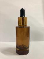 China 30ml Amber Glass Cosmetic Dropper Bottle Essential Oil Bottle with Alumite Collar OEM for sale