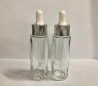 China 30ml Glass Cosmetic Dropper Bottles, Essential Oil Bottles With Plastic Collar OEM for sale