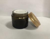 China Aluminum Golden Lid Amber 2oz 8oz Round Cosmetic Jar Skin Care Packaging for sale