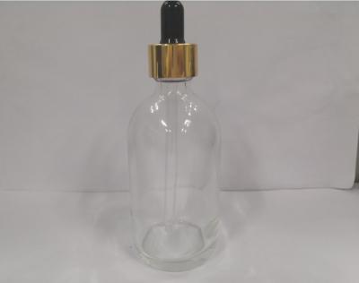 China 100ml Glass Cosmetic Dropper Bottles With Gold Shinny Collar Custom Painting And Printing for sale