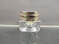 China Hot Stamping 15g Clear Cream Jar With Aluminum Cap Cosmetic Bottles OEM for sale