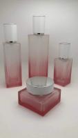 China 50g 40ml Pink Fading Luxury Glass Cosmetic Bottles And Jars Packaging OEM for sale
