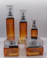 China Acrylic Cap ODM Glass Cosmetic Bottles Skincare Packaging 30g Amber Lotion Bottles for sale
