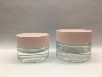 China Thick Bottom 30g 50g Cosmetic Glass Jar Plastic Lid Cream Containers for sale