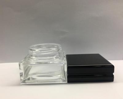 China Square 30g 50g Glass Cosmetic Jars Skincare Packaging Cream Bottle for sale