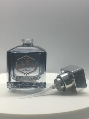 China Square Shape Empty 50ml Glass Perfume Container Gradient Color for sale