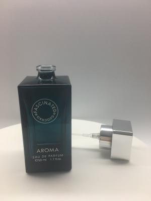 China Rectangle Glass 50ml Luxury Perfume Bottles Atomizer With Square Cap for sale