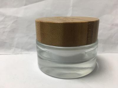 China Empty 50g glass lotion containers with Wooden Cap Eco Friendly for sale