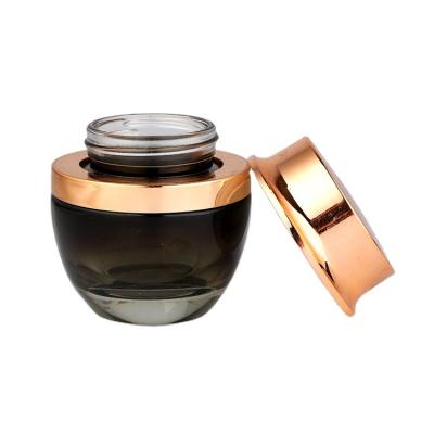 China Custom Cosmetic Cream 20g 120ml Glass Cosmetic Jar with different Colors and decoration for sale