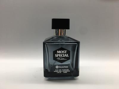 China Electroplating UV Glass Perfume Bottle Square Cap 50ML Refillable for sale