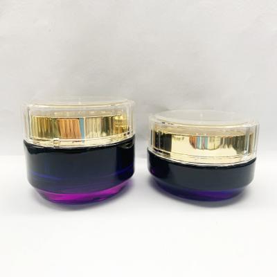 China Round Straight Glass Cream Jars Frosting 50g 30 Gram For Cosmetic Packaging for sale
