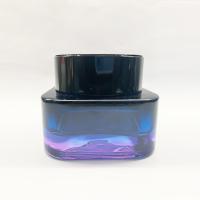 China Square 50g Glass Cream Jars Painting Electroplate Logo With Plastic Cap for sale