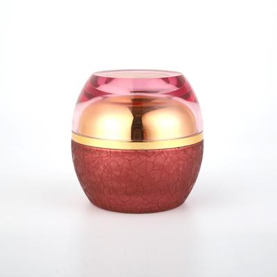 China Cosmetic Empty Glass Cream Jar Hot stamping logo Dual Layer Cap for sale